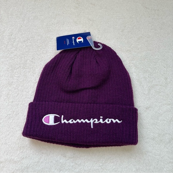 Champion | Accessories | Nwt Champion Purple Logo Cuffed Ribbed Winter ...